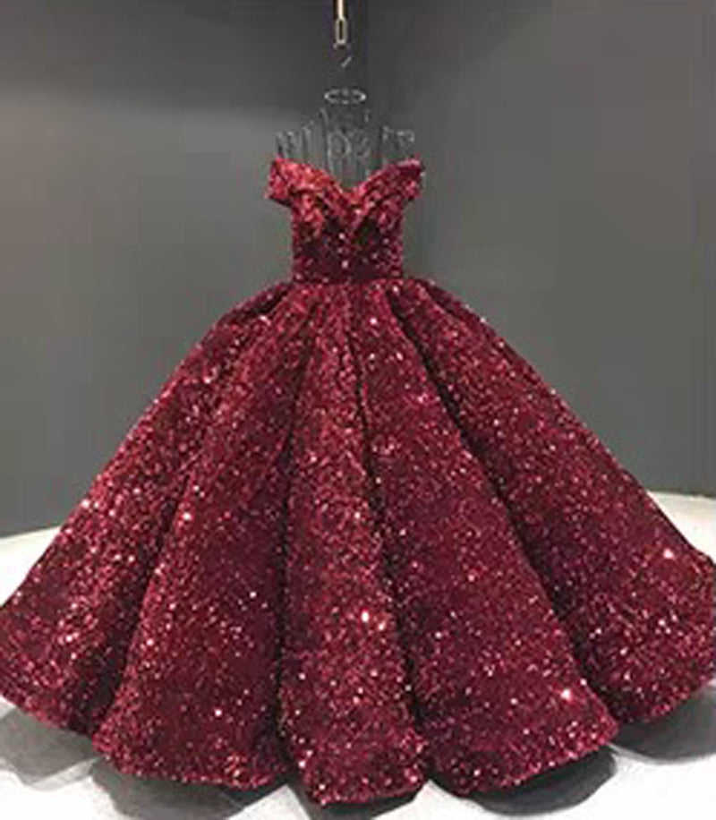 Off shoulder sparkling sequins ball gown prom dress 2020 – Anna's ...
