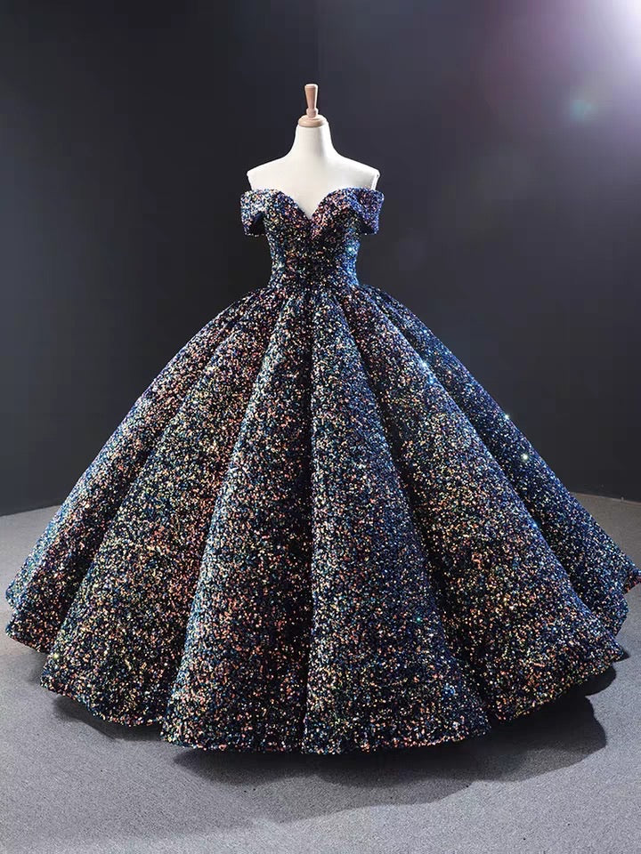 Off shoulder sparkling sequins ball gown prom dress 2020 – Anna's ...