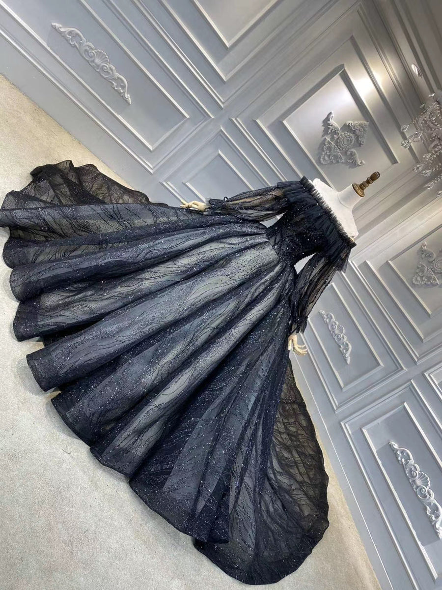 Two styles black glitter sparkling ball gown gothic wedding dress 2020 ...